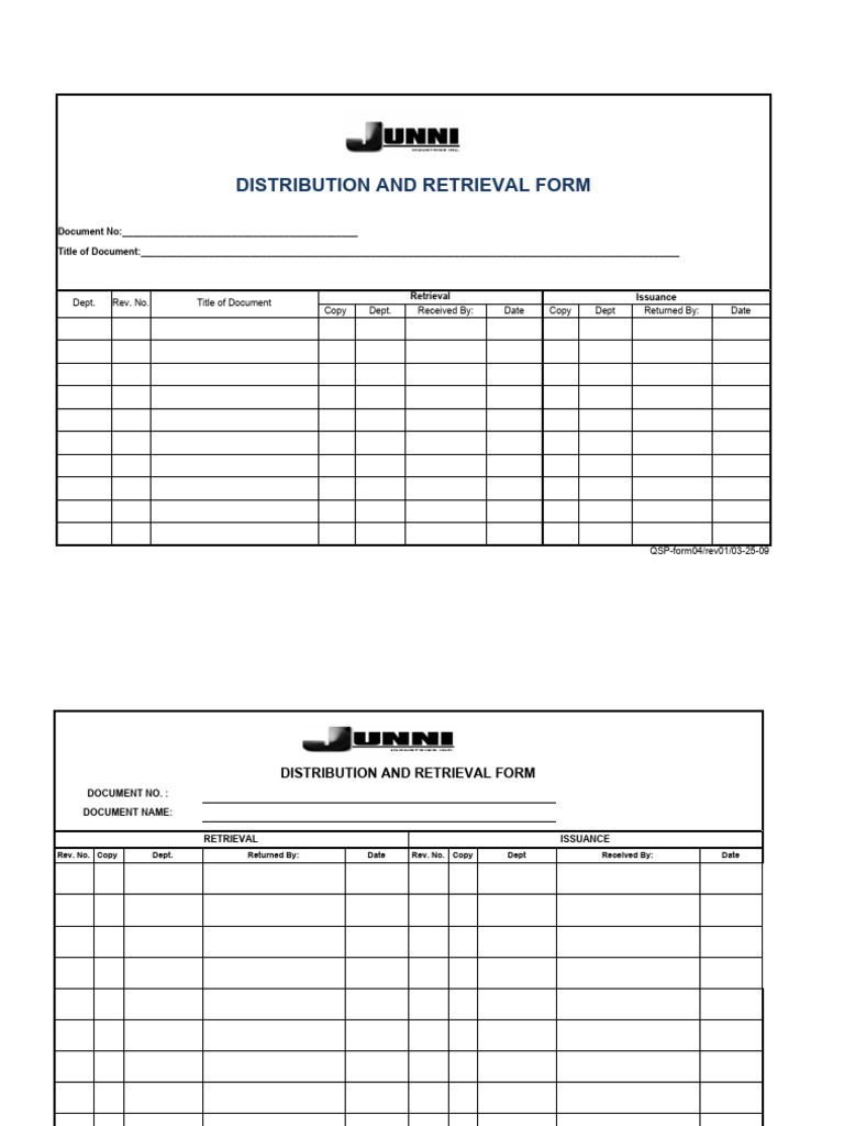 Document Distribution Form | PDF | Finance & Money Management