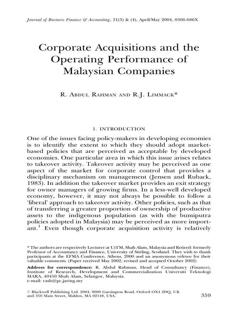 Corporate Acquisition | PDF