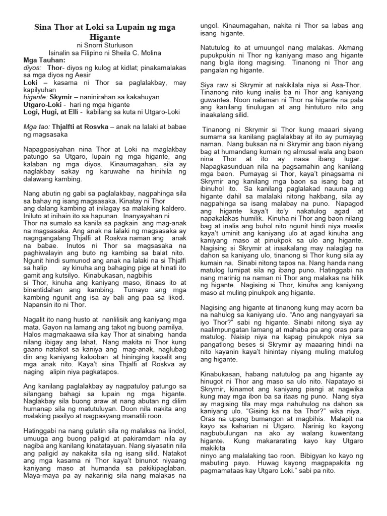 Sina Thor at Loki Sa Lupain NG Mga Higante | PDF