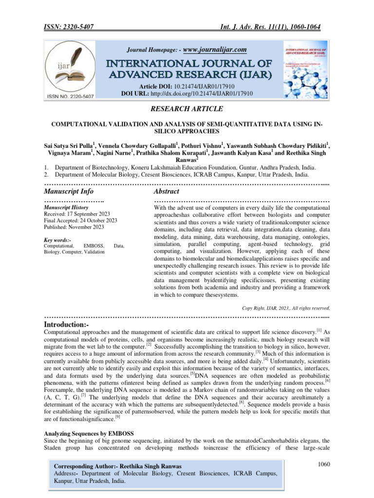 Computational Validation and Analysis of Semi-Quantitative Data Using ...