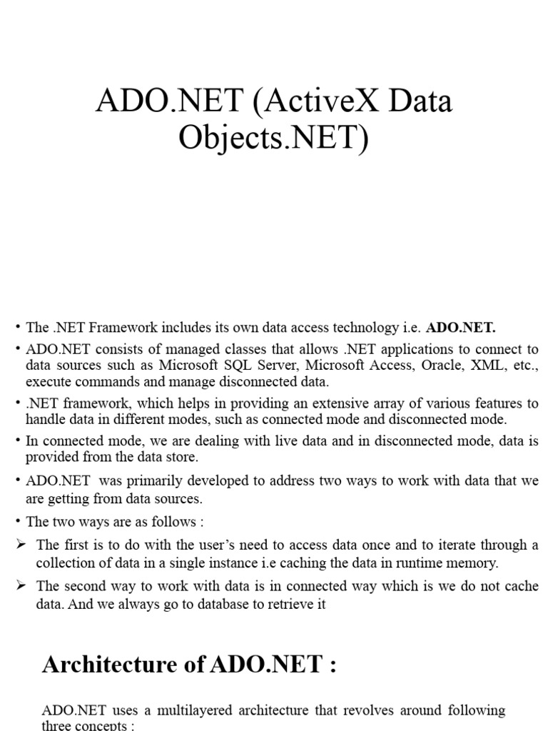 Adonet | PDF Adonet | PDF