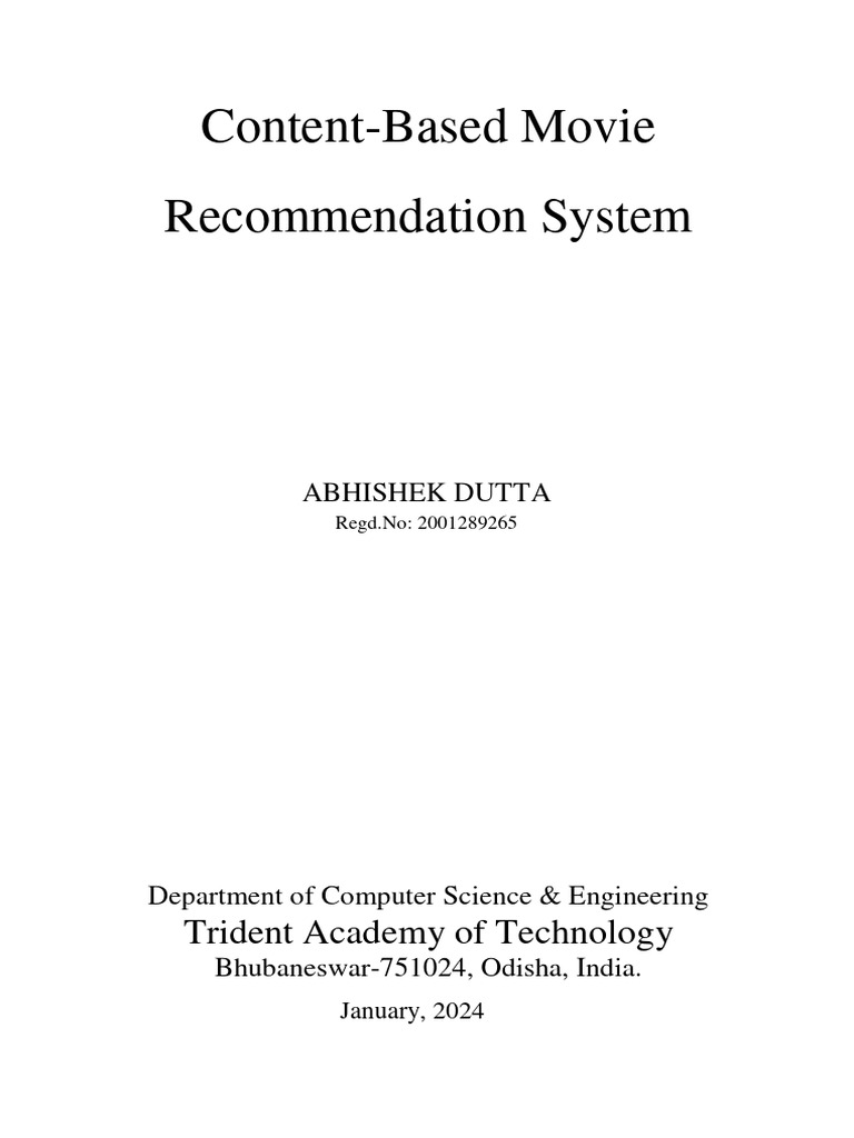 Content-Based Movie Recommendation System | PDF | Machine Learning ...