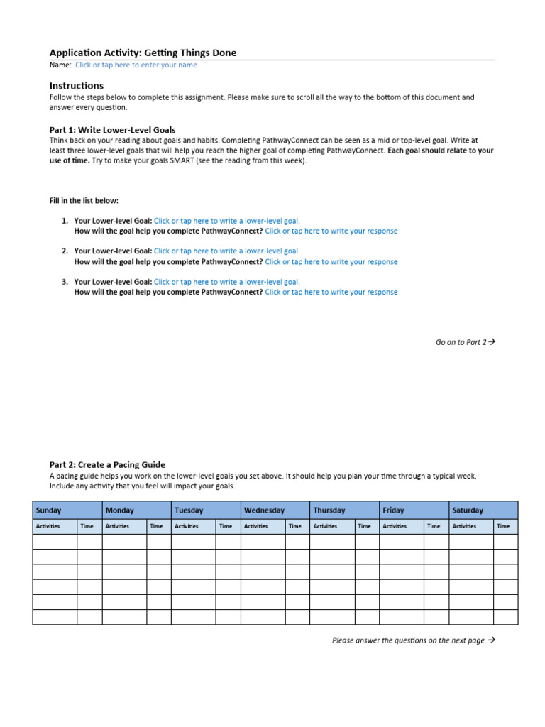 pc101 Applicationactivity Gettingthingsdonetemplate | PDF