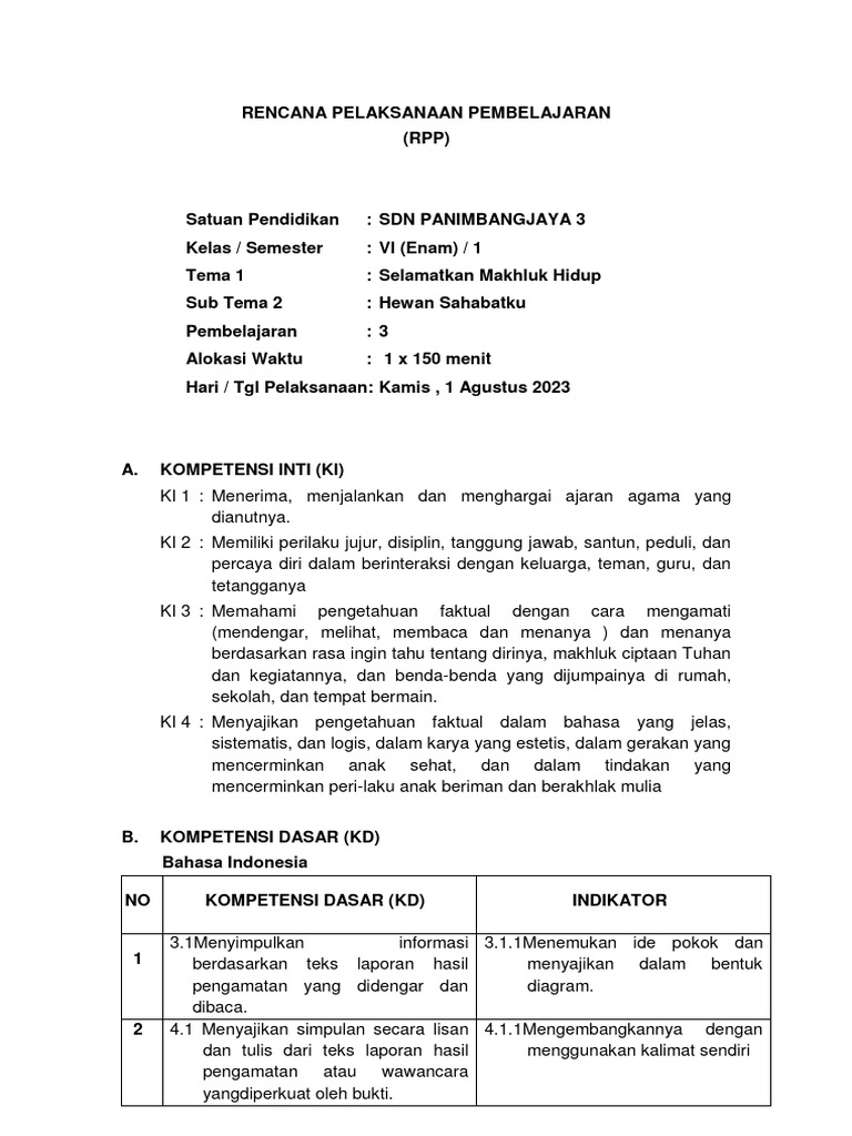 Rencana Pelaksanaan Pembelajaran | PDF