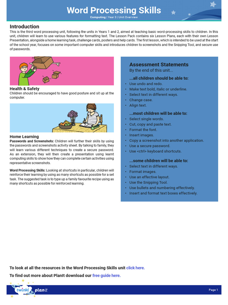 Planning Overview - Word Processing Skills | PDF
