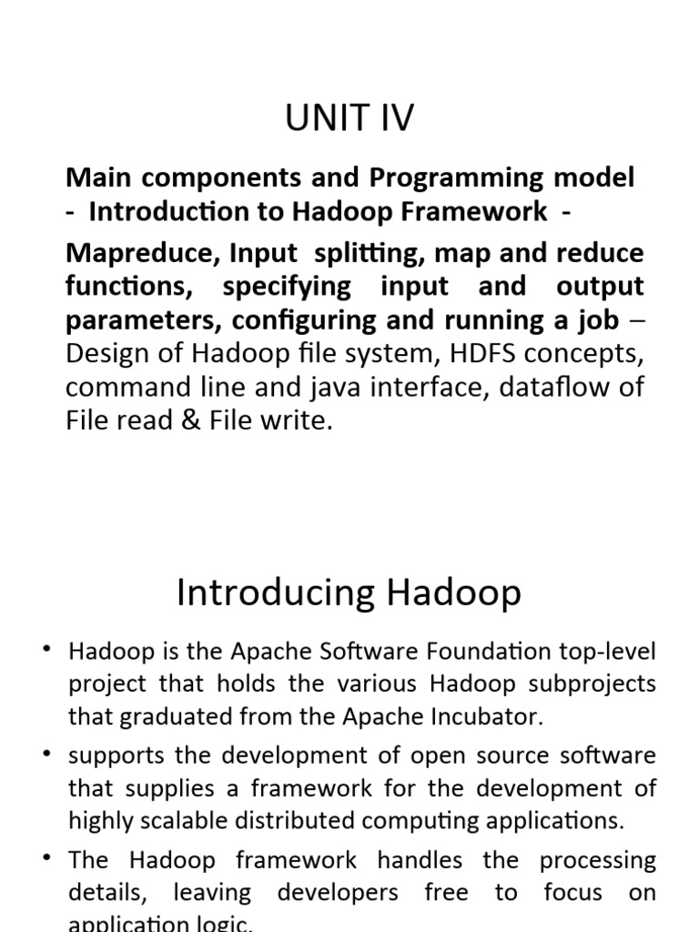 Unit Iv-1 | PDF | Apache Hadoop | Map Reduce