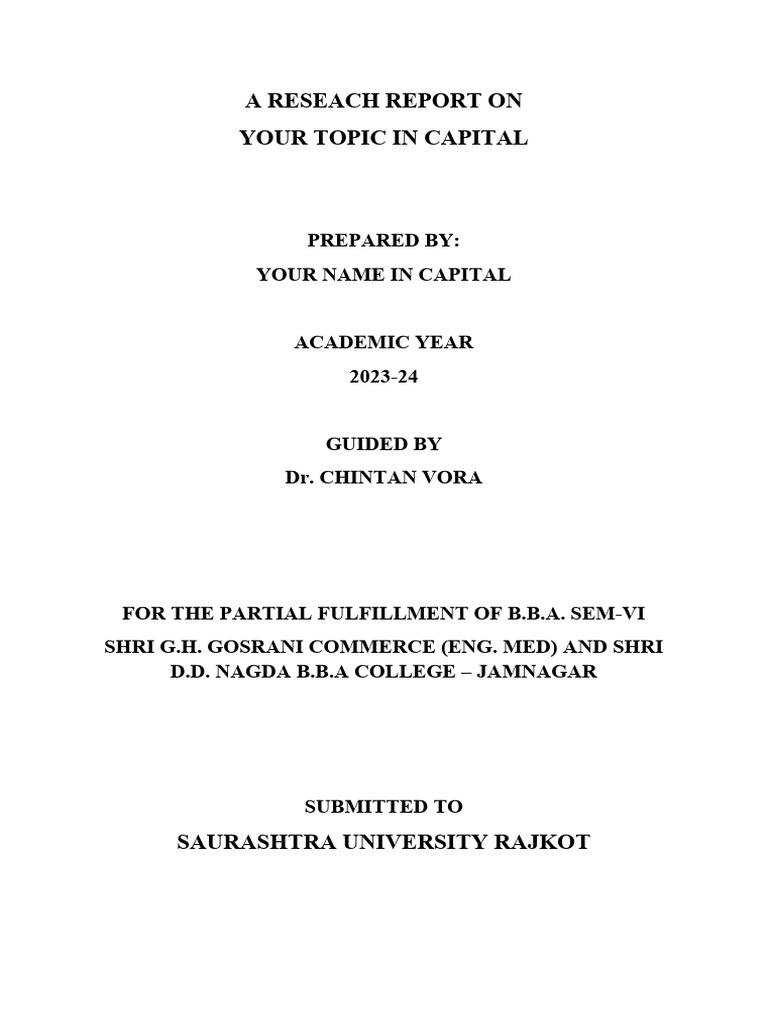 Research Report Proforma Bba Sem 6-2023-24-1 | PDF
