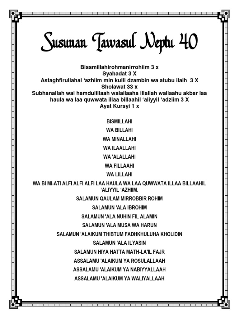 Tawasul Neptu 40 dan Doa-doanya | PDF