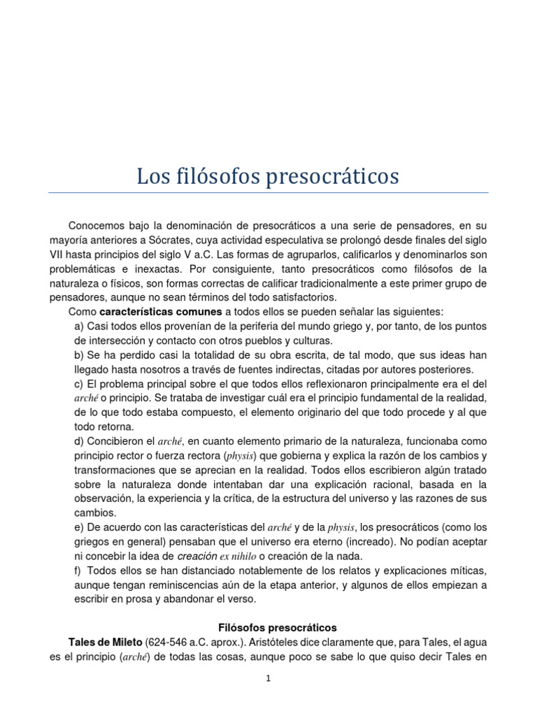Los Filósofos Presocráticos | PDF