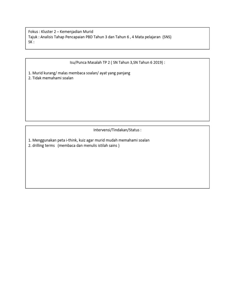 Template Analisis PBD Masalah Dan Intervensi SN | PDF
