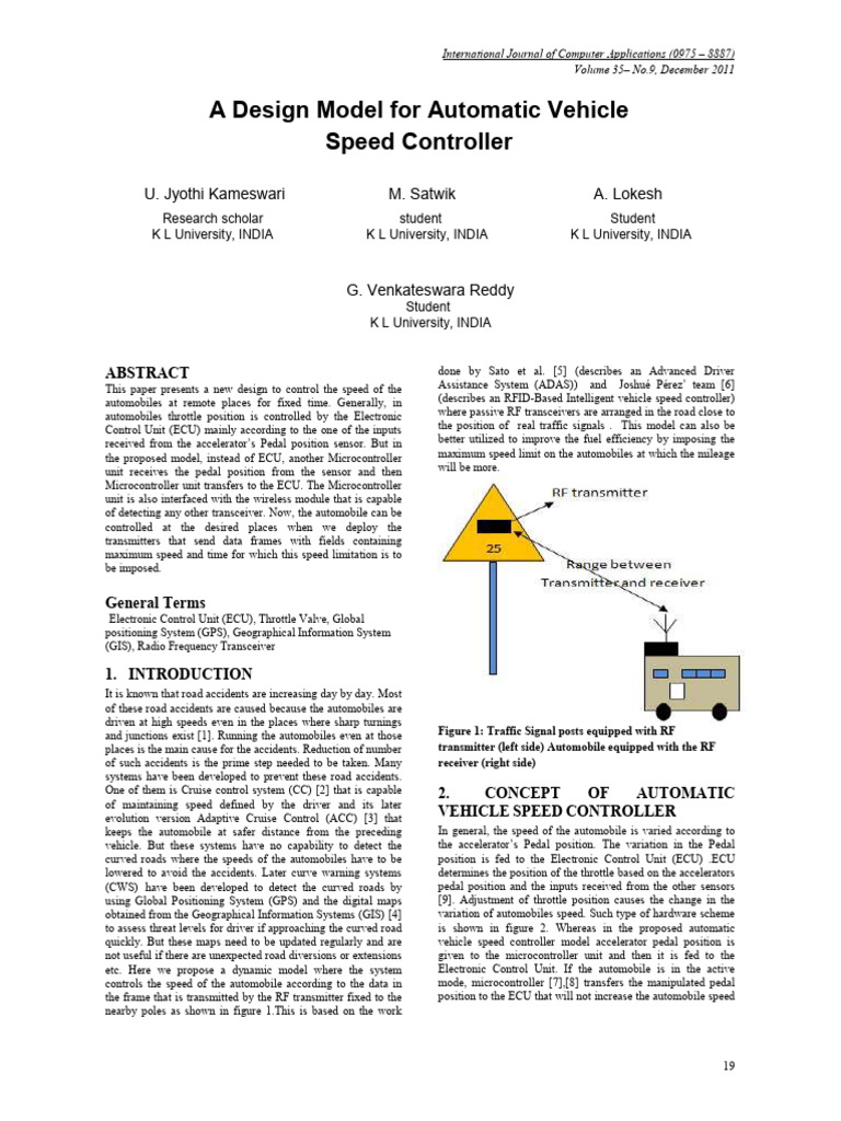 A Design Model For Automatic Vehicle Spe | PDF