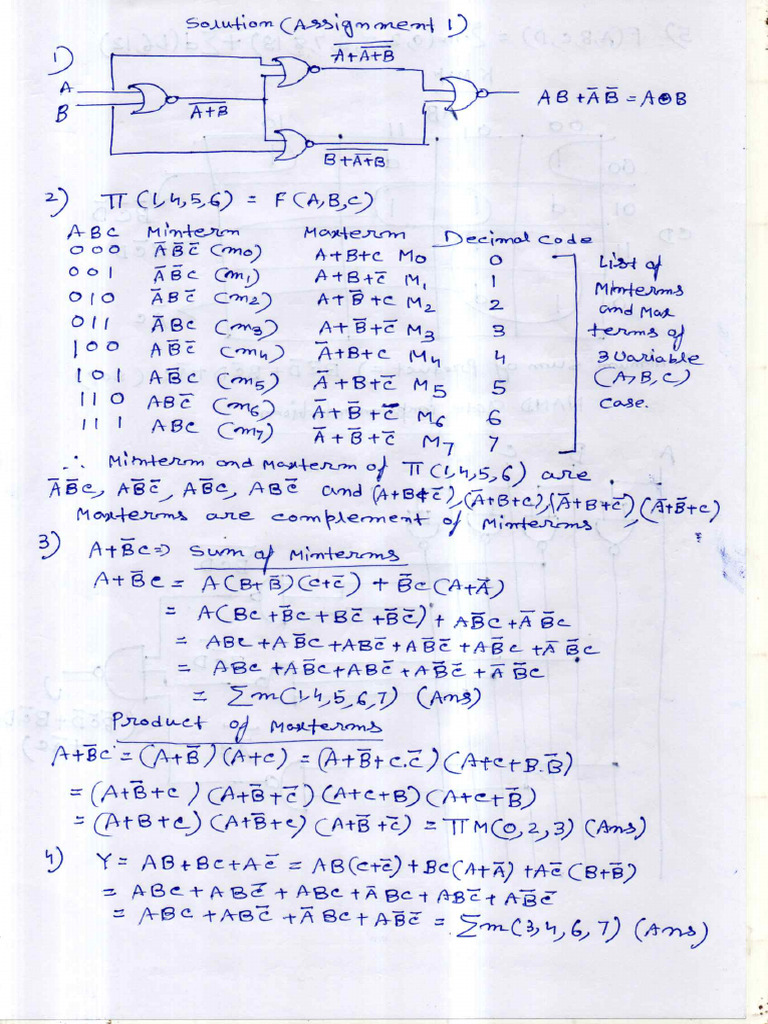 Assignment 1 Solution (Digital Electronics) | PDF
