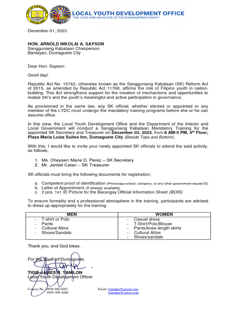 SK Mandatory Training Invitation | PDF