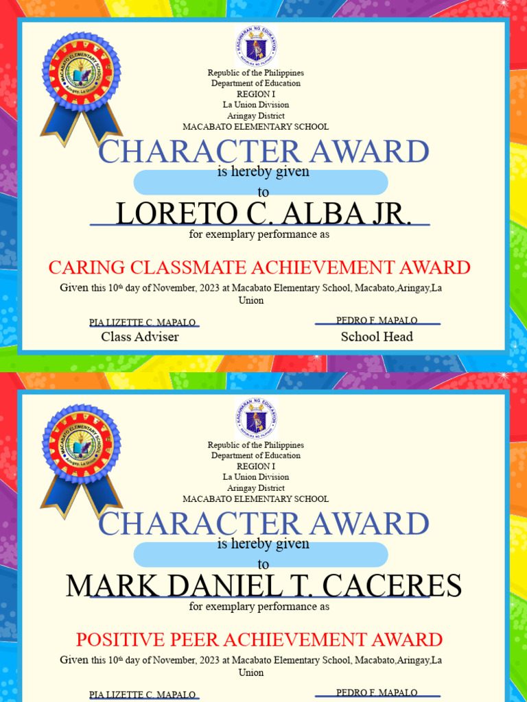 Student Character Awards | PDF | Human Development | Government