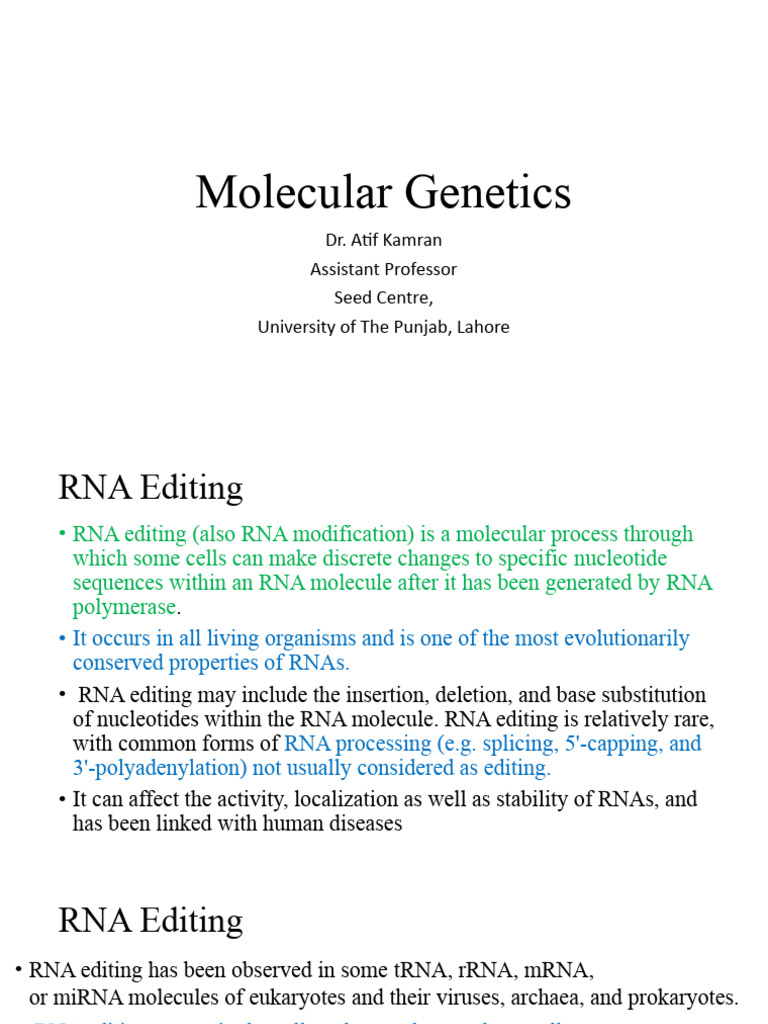 Overview of RNA Editing Processes | PDF | Science & Mathematics ...