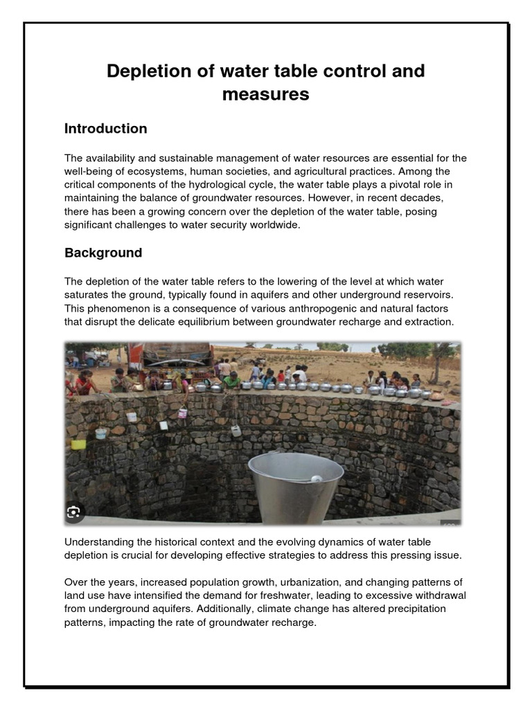 Water Table Depletion: Causes & Solutions | PDF