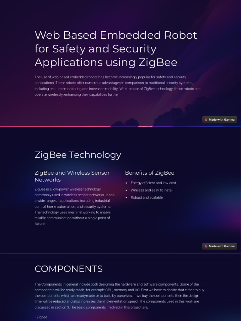 Web Based Embedded Robot For Safety and Security Applications Using ZigBee | PDF