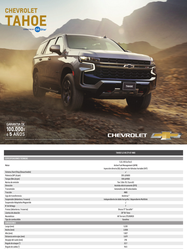 Tahoe Ficha Tecnica | PDF | Tracción en las cuatro ruedas | Airbag
