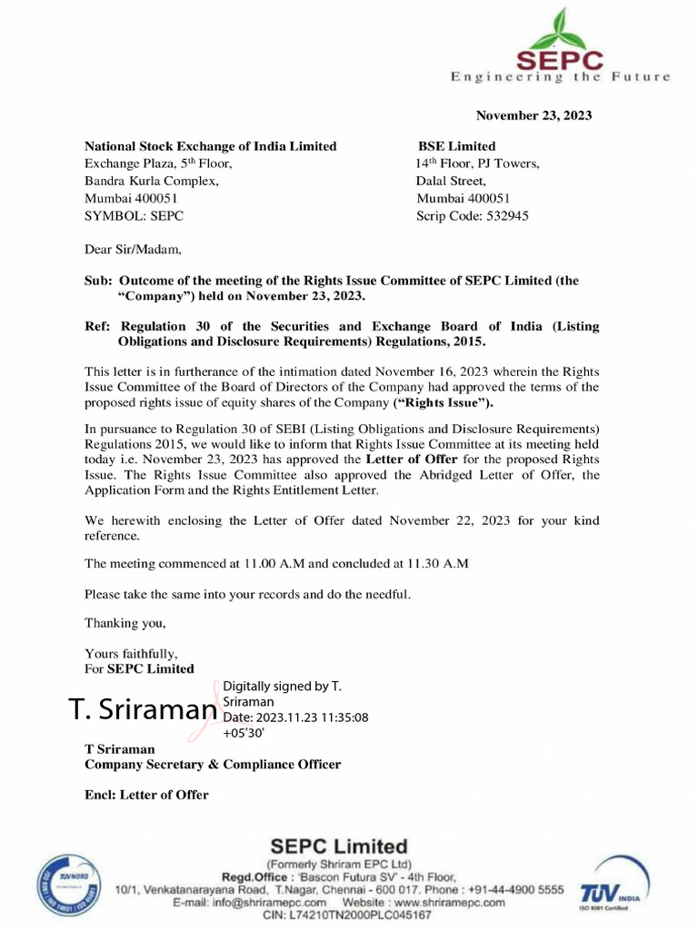 SEPC Right Issue Prospectus | PDF