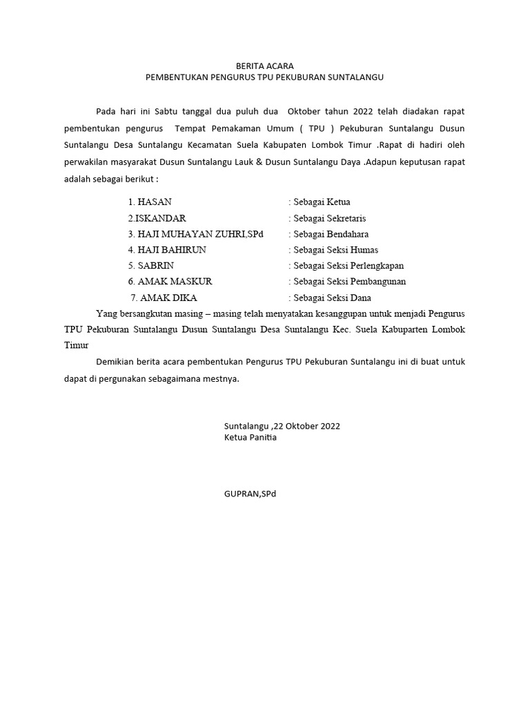 Berita Acara Rapat Pembentukan Pengurus | PDF | Ilmu Sosial