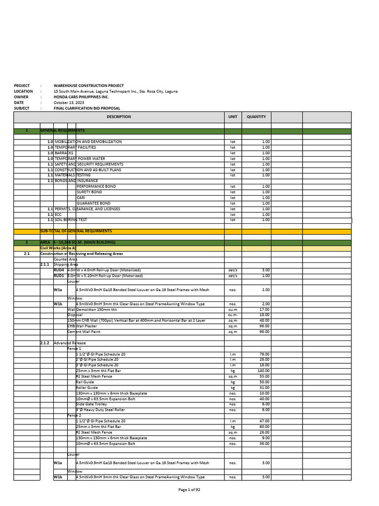 Hondo Boq Civil Works | PDF | Wall | Tile