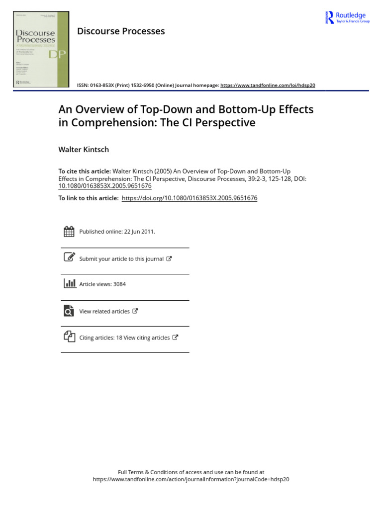 Kintsch - An Overview of Top-Down and Bottom-Up Effects in ...