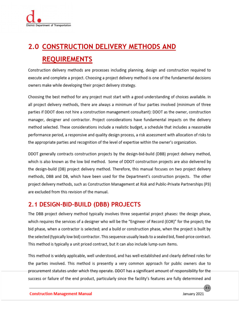DDOT CM Manual Section 2 | PDF | Construction Management | Business