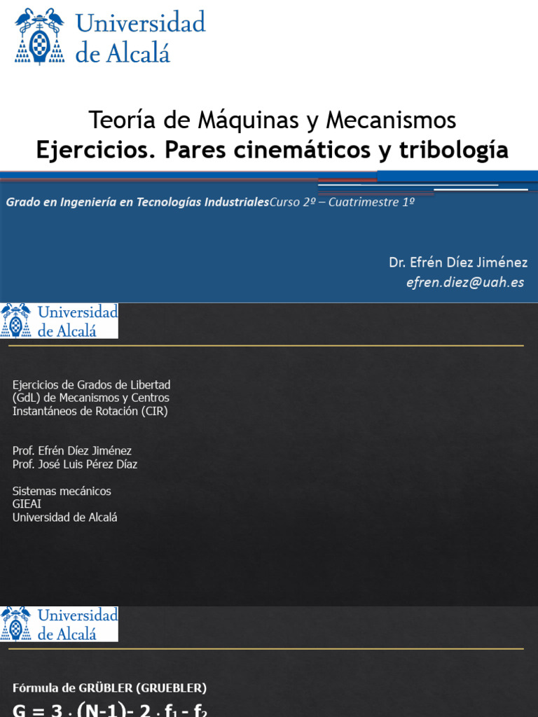 T03Ej - I - Teoría de Máquinas y Mecanismos - Mecanismos Articulados Planos - Ejercicios GDL y ...