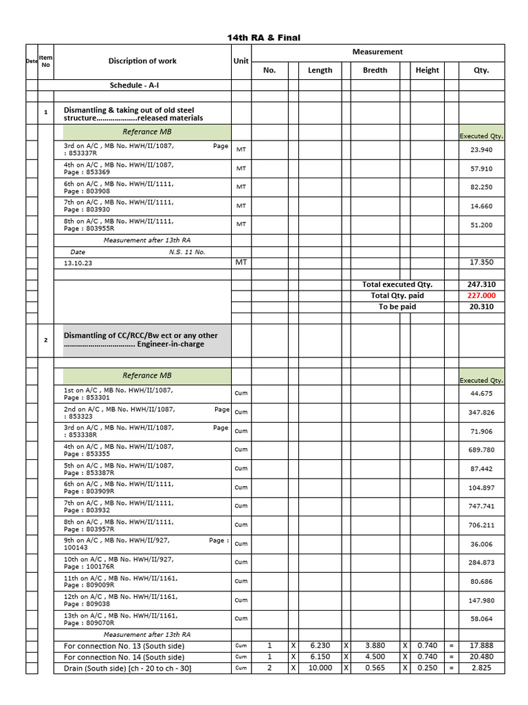 Final Client RA Bill - TR II | PDF