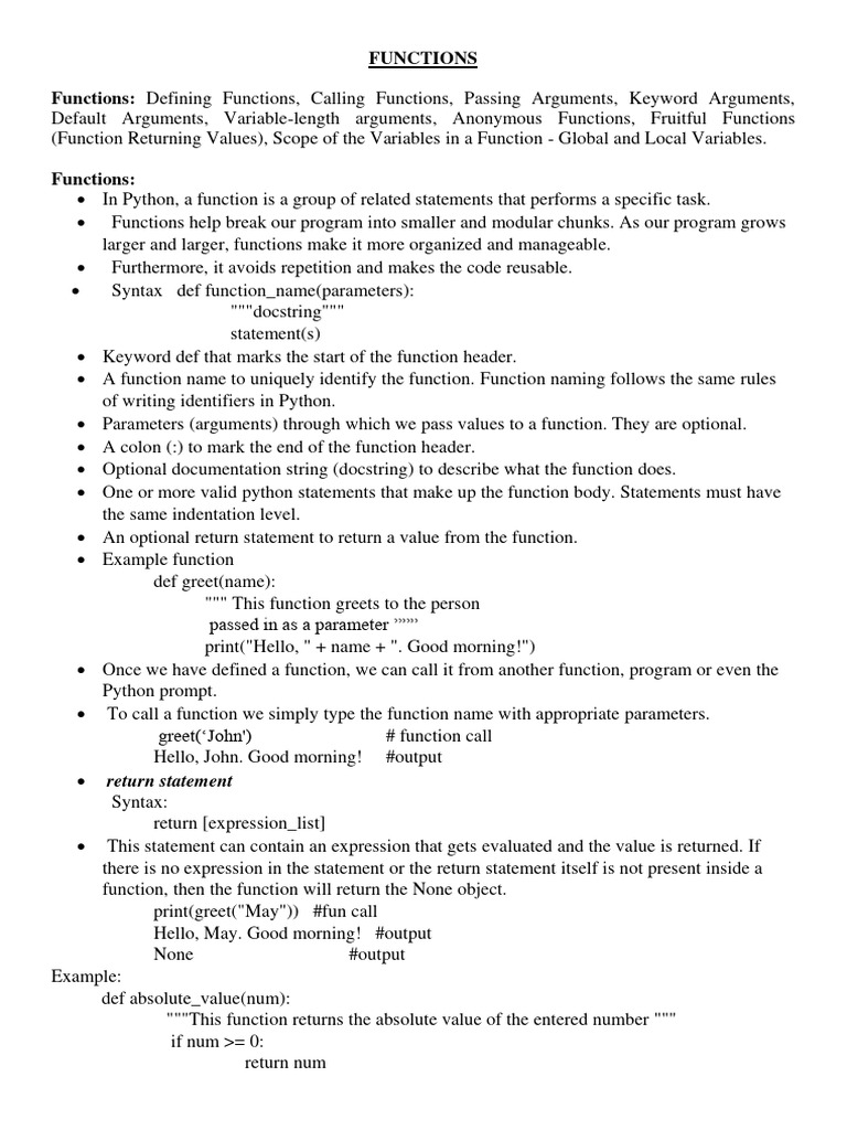 Functions Pdf Parameter Computer Programming Anonymous Function 