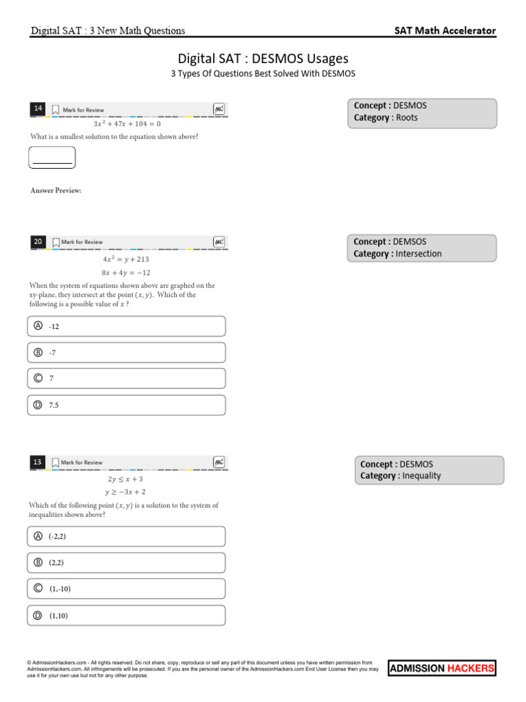 Digital SAT: DESMOS Math Strategies | PDF