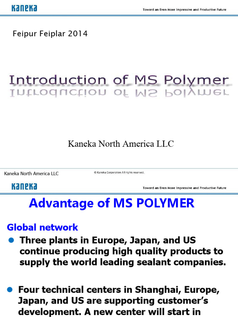 Hybrid Sealants Type And Formulation Kaneka Representation File Pdf