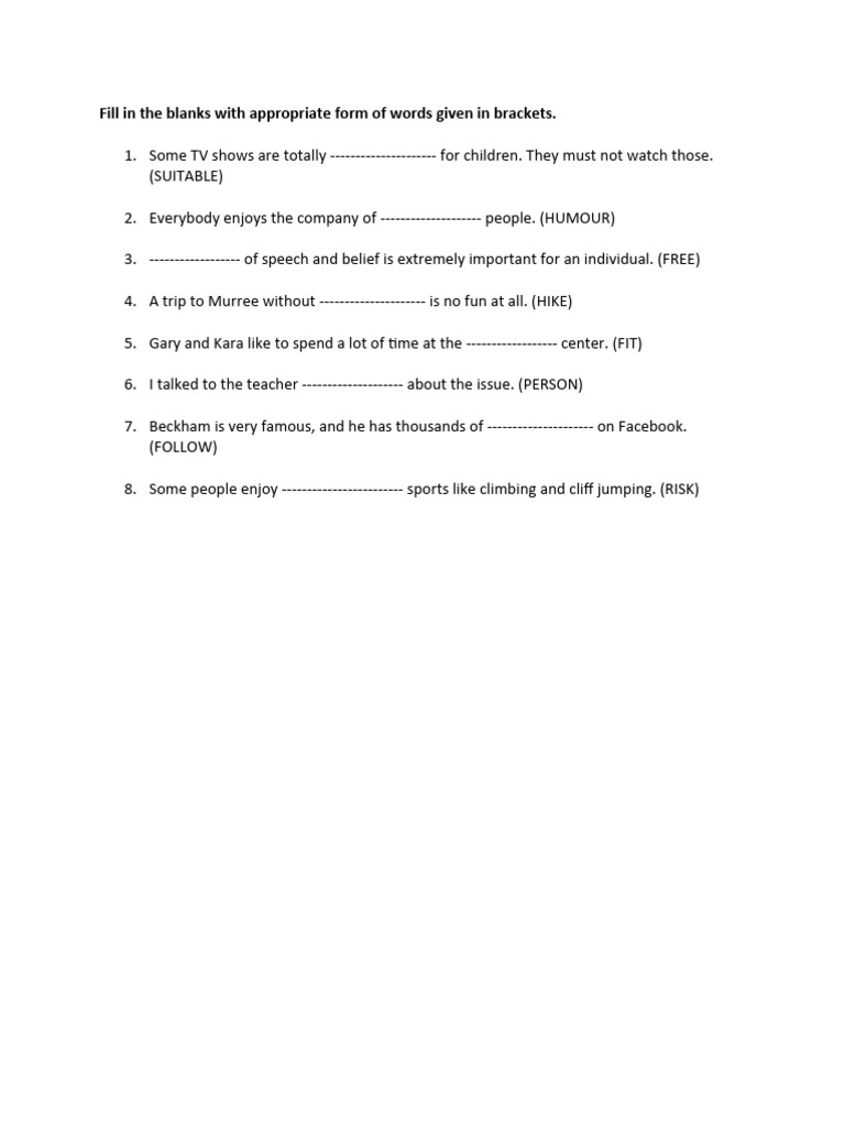 Suffix Exercise | PDF
