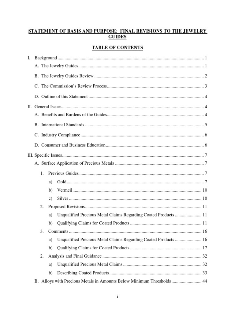 G71001 Jewelry Guides Statement Of Basis And Purpose Final 8 8 18 PDF