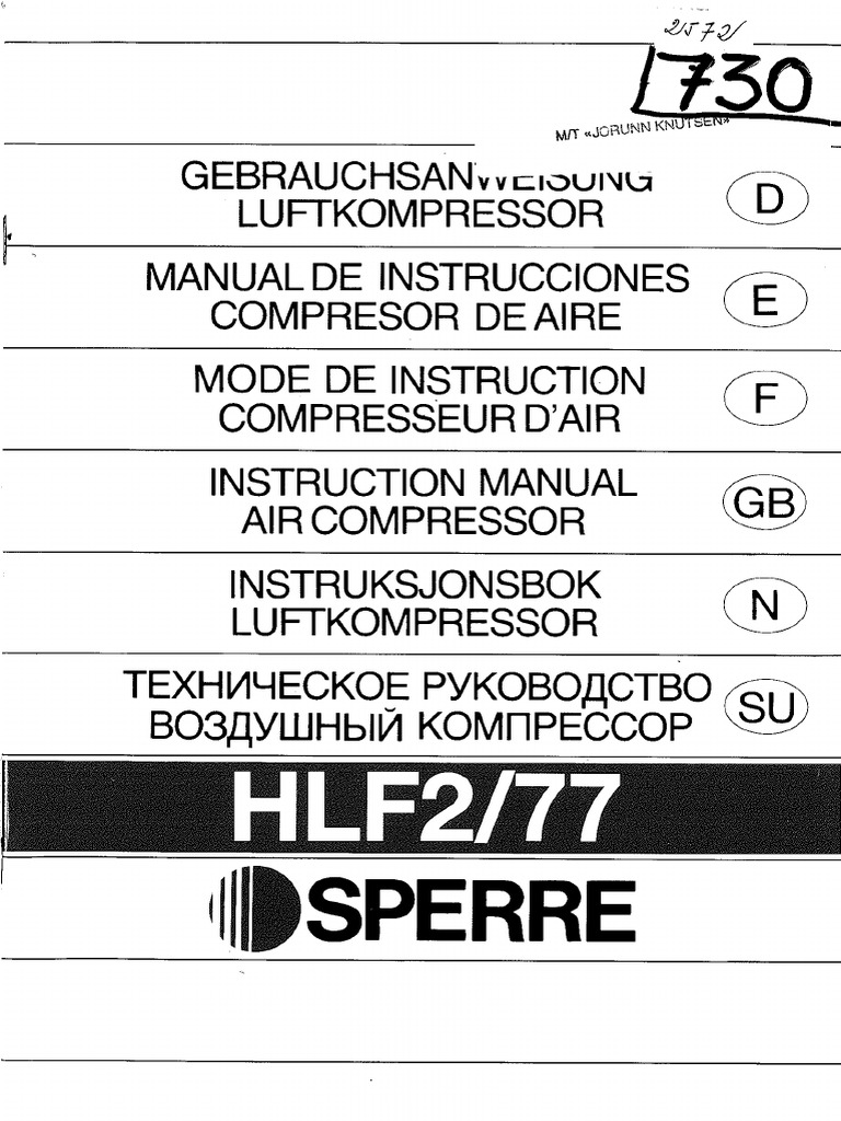 Instruction Manual Air Compressor HLF 2-77 | PDF
