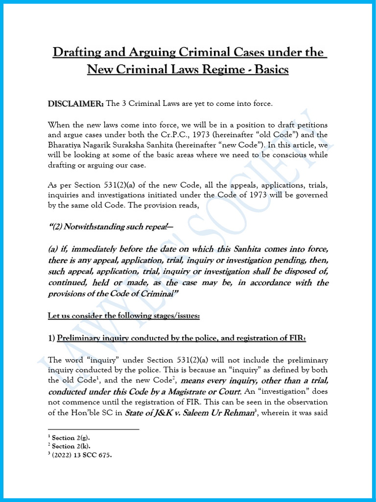 Drafting and Arguing Criminal Cases Under The New Criminal Laws-1 | PDF ...