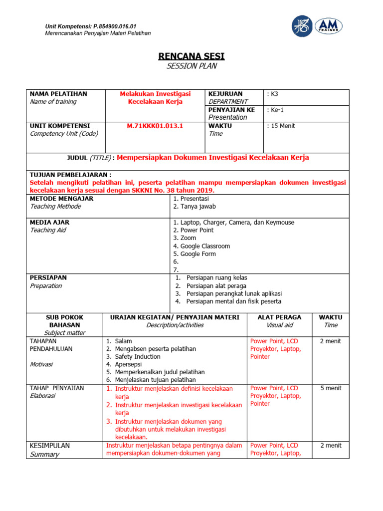 4.1 Session Plan Blank | PDF