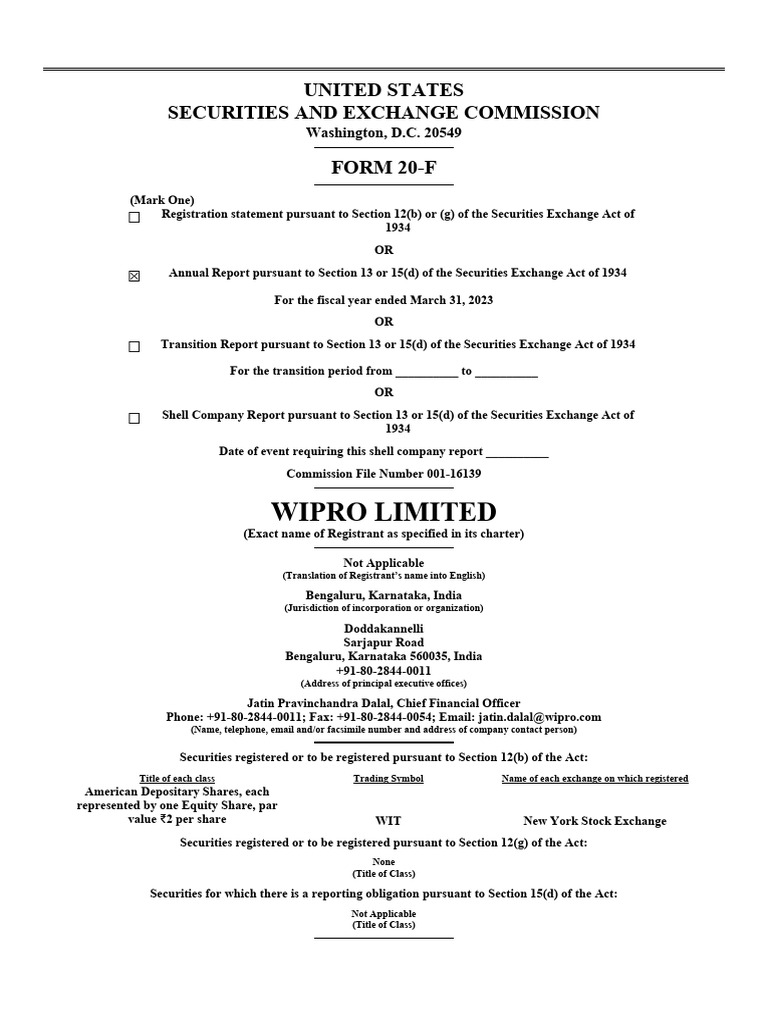 Form 20 F Fy22 23 | PDF