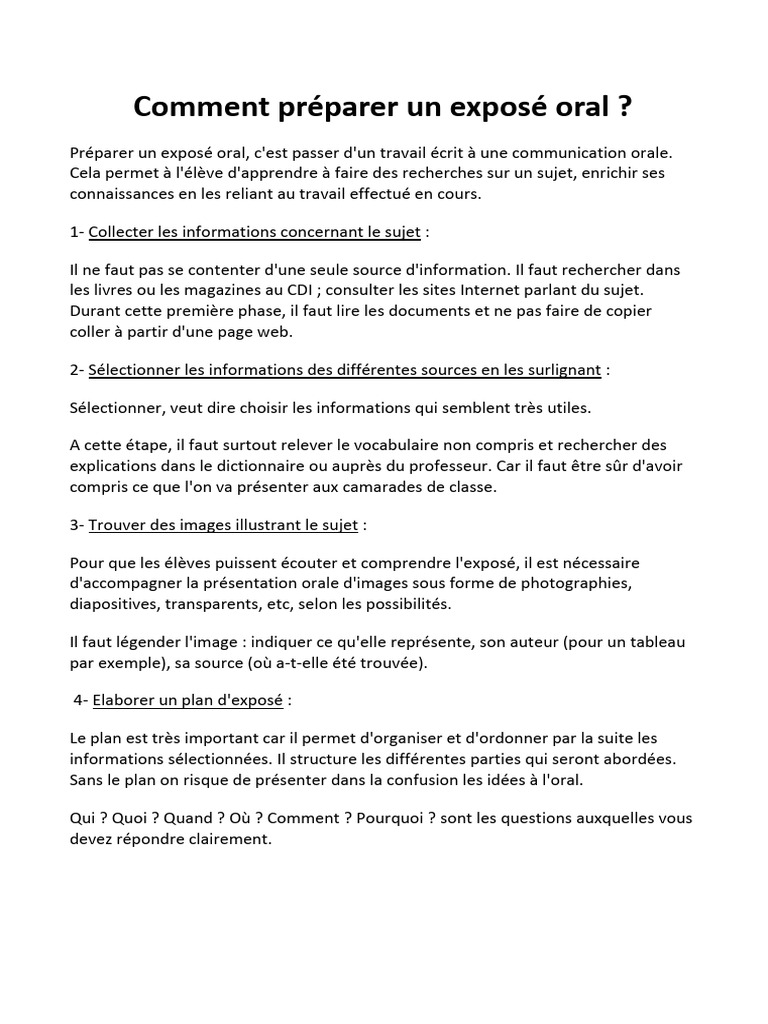 Préparer un exposé oral efficace | PDF
