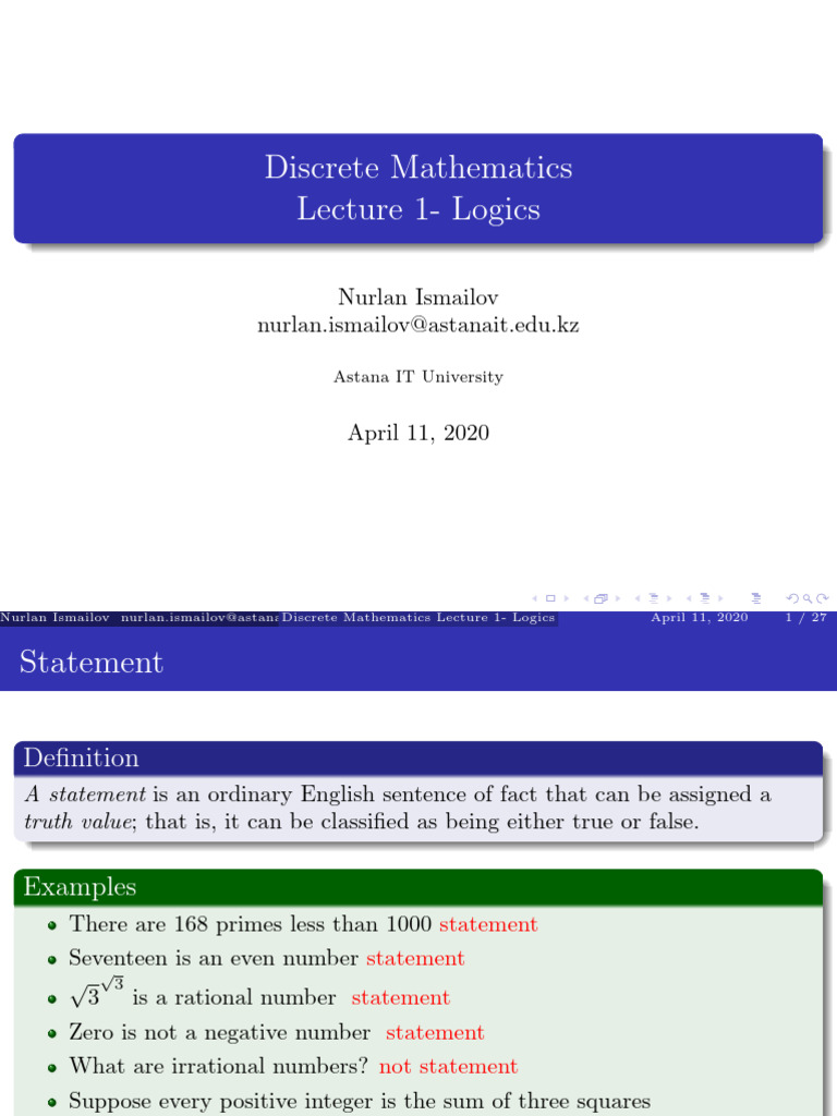 Discrete Math: Logic Basics & Truth Tables | PDF | If And Only If ...