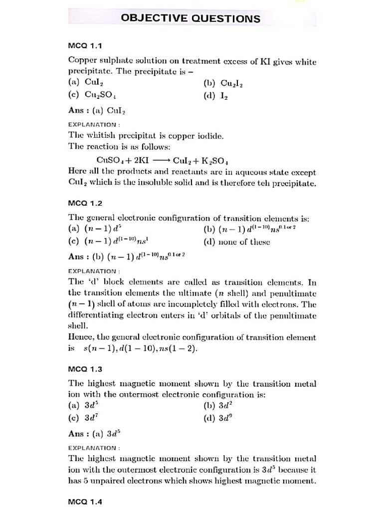D Block Elements | PDF