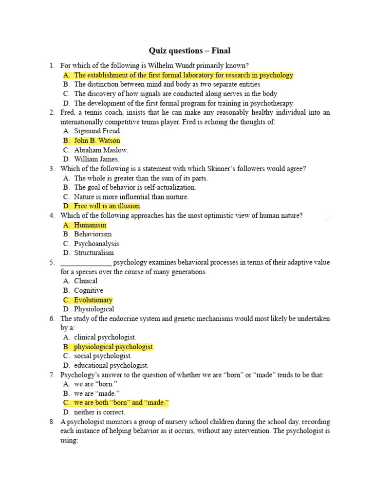 Final Psychologist Vnuis | PDF | Classical Conditioning | Psychology