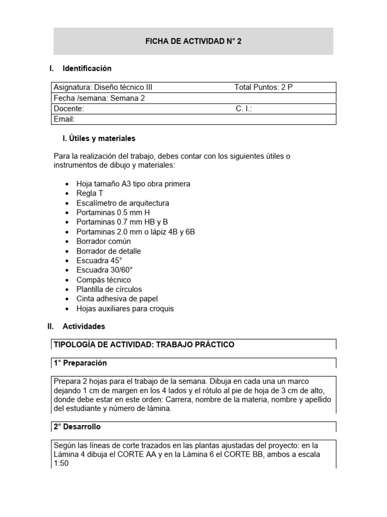 Semana Ii - Ficha de Actividad - Diseño Técnico III | PDF