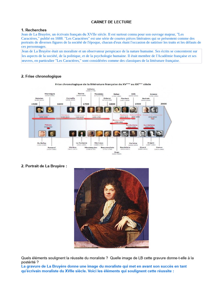 Carnet de Lecture 1ère | PDF