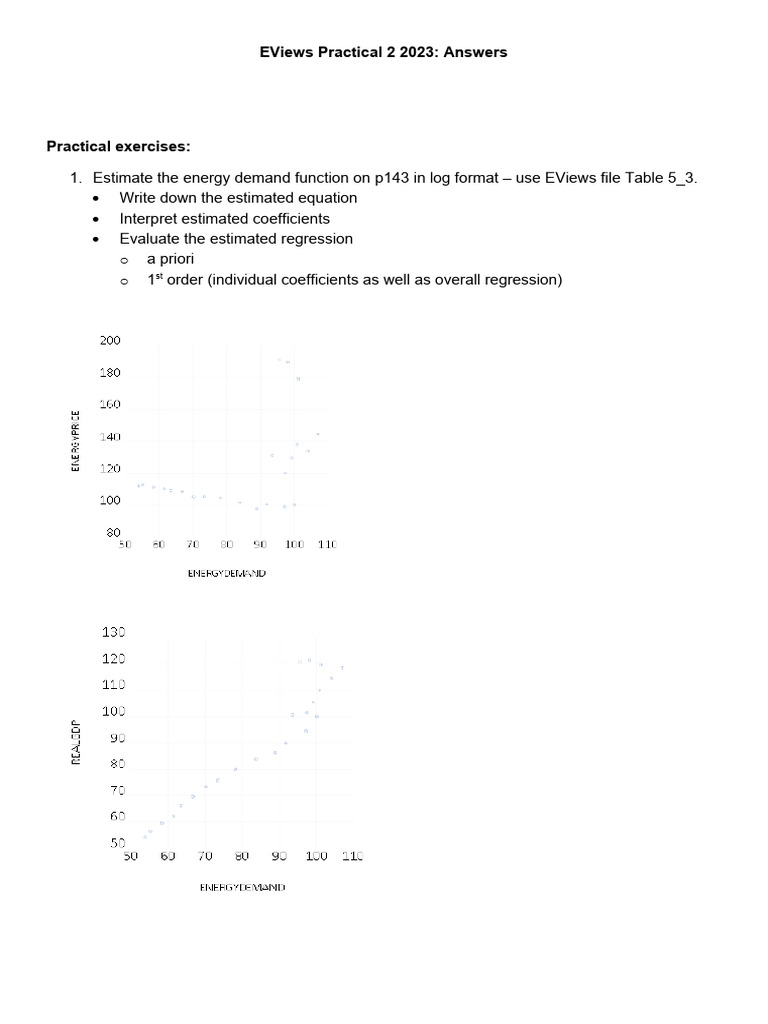 EViews Practical 2 Answers | PDF | Coefficient Of Determination ...