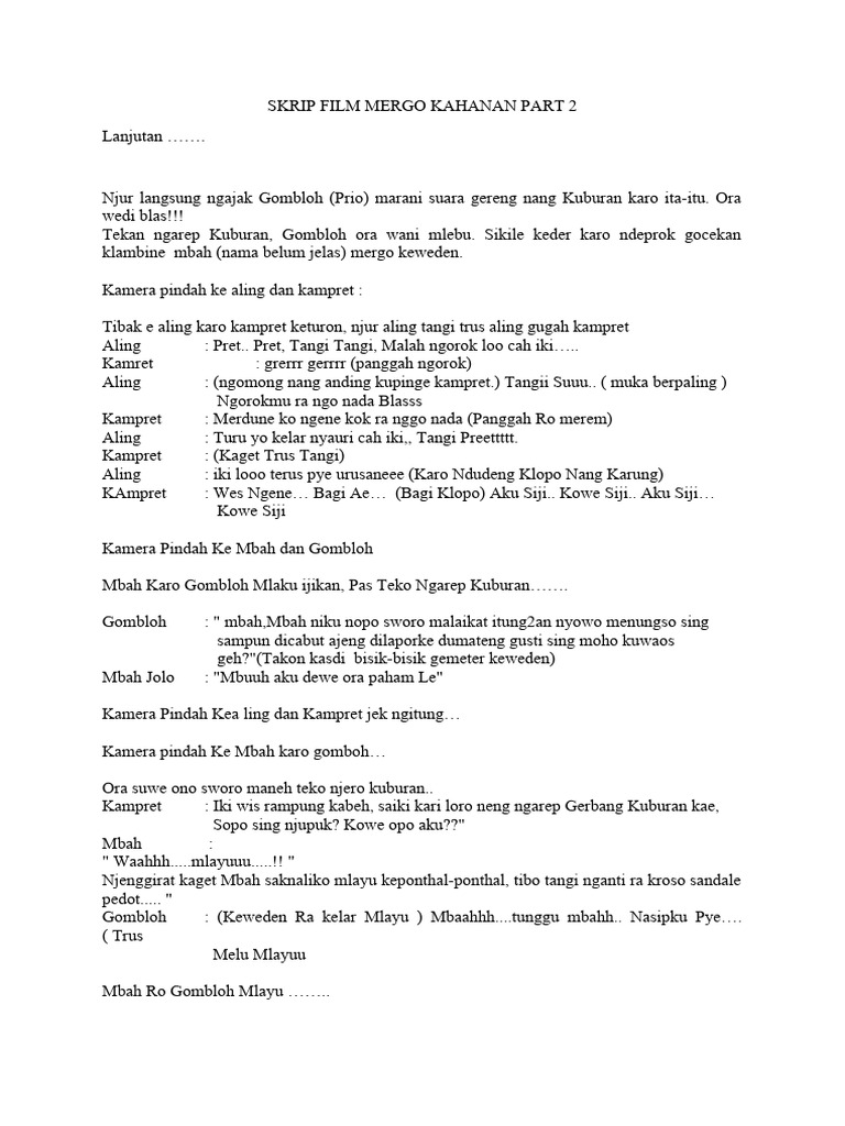 Skrip Film Mergo Kahanan Part 2 | PDF