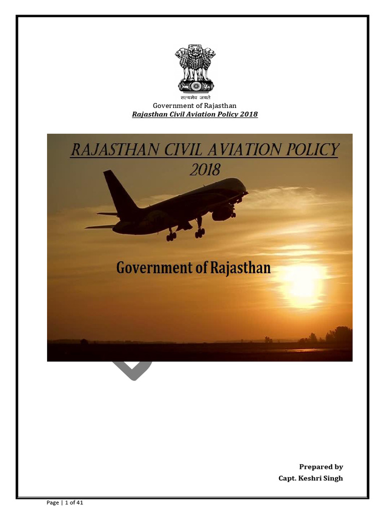 Rajasthan Civil Aviation Policy 2018 | PDF | Finance & Money Management ...