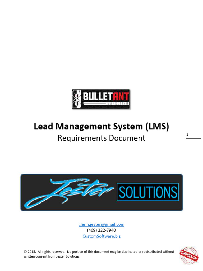 Lead Management System Lms Requirements Document | PDF