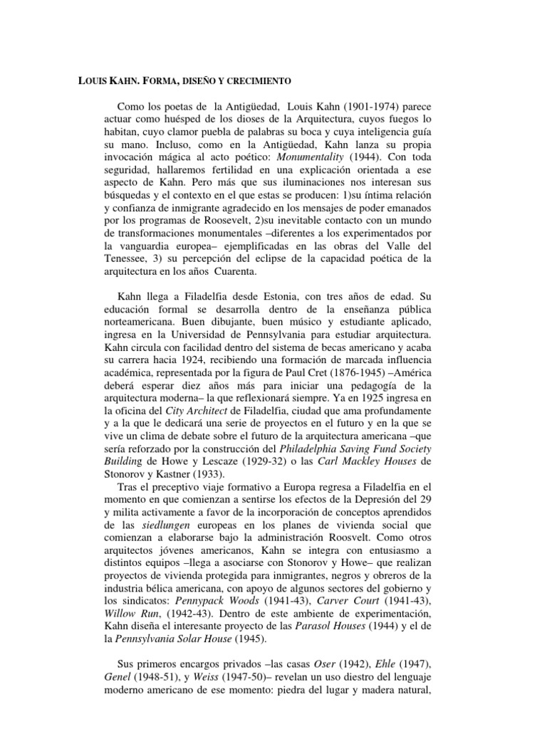 13 Louis Kahn I Forma Diseno y Crecimiento | PDF