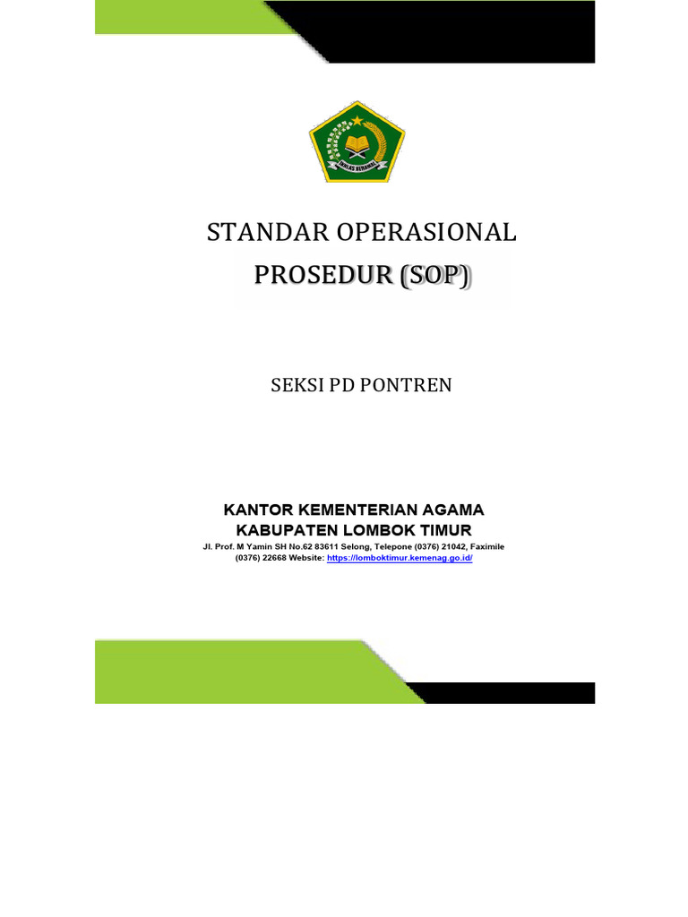 Update Sop Seksi Pd. Pontren Kemenag Lotim 2022 | PDF